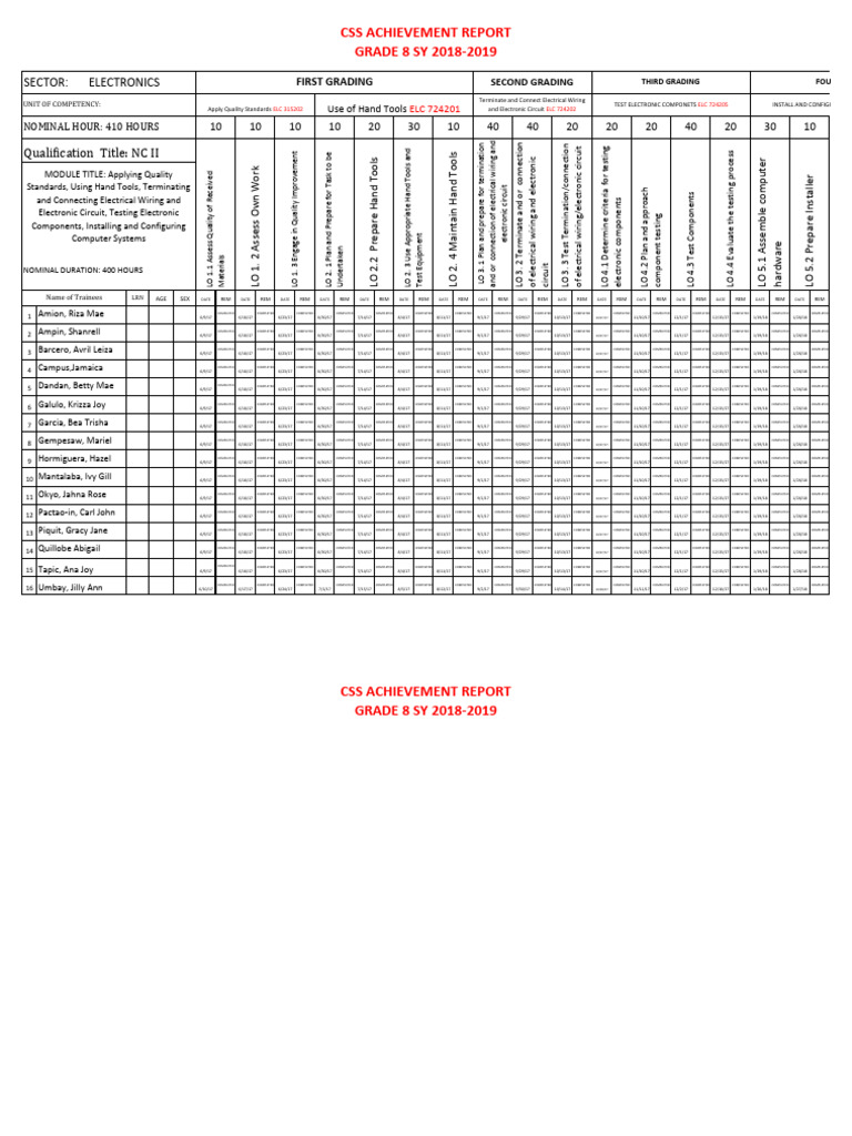 Grade 8 CSS Achievement Report 2018-2019 | PDF | Manufactured Goods ...