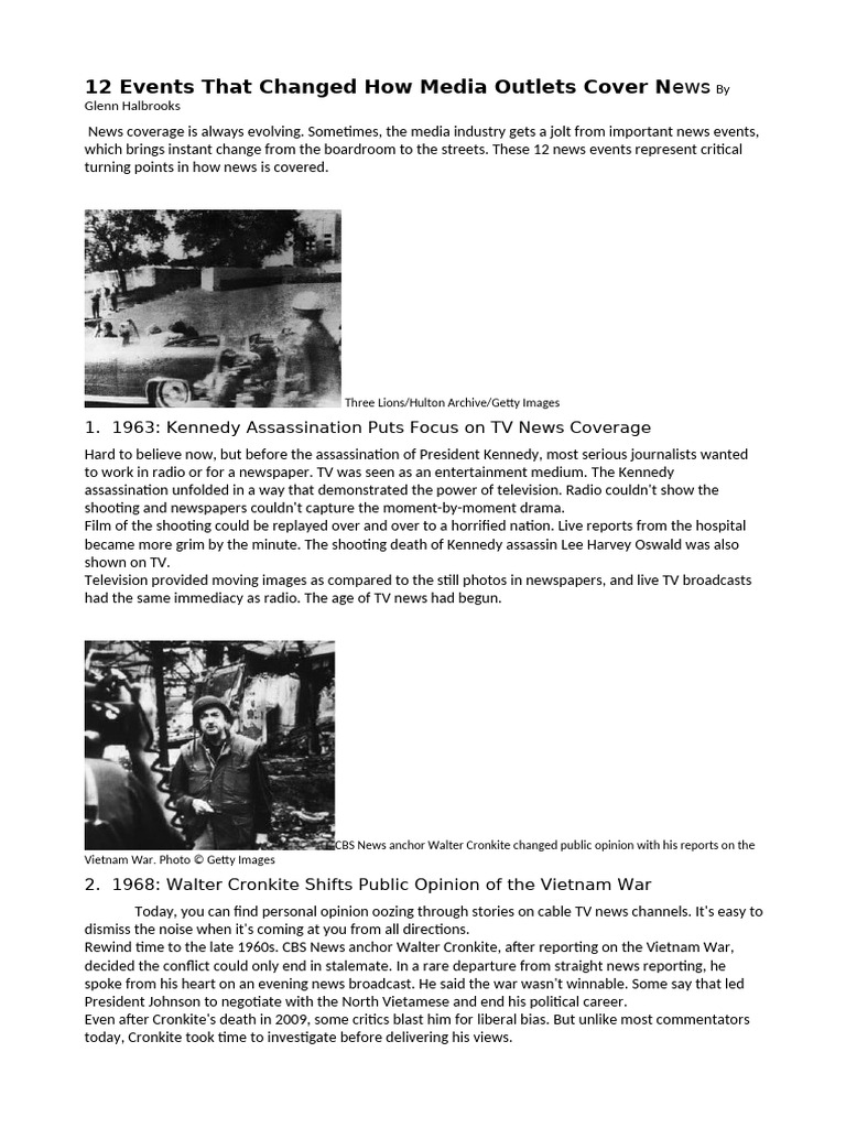 Key Events Shaping News Coverage | PDF | News | Walter Cronkite