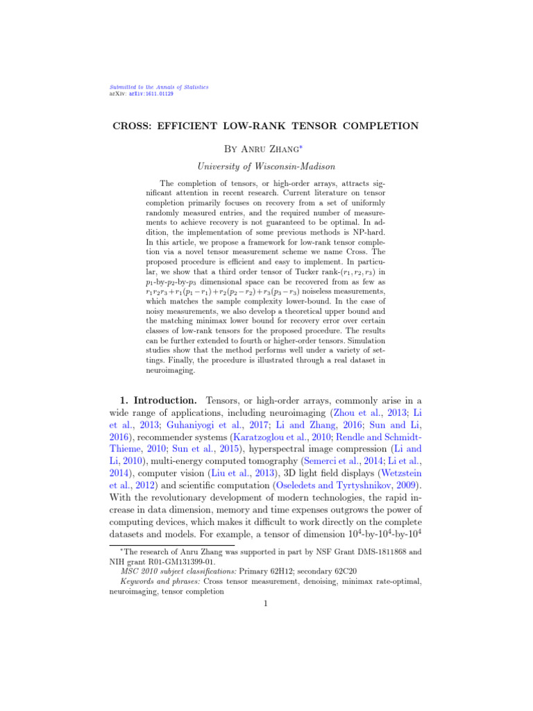 Efficient Low-Rank Tensor Completion | PDF | Matrix (Mathematics) | Algebra