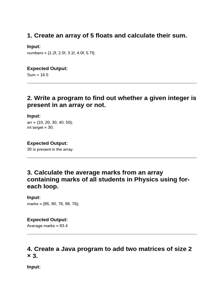 Java Array Operations and Calculations | PDF