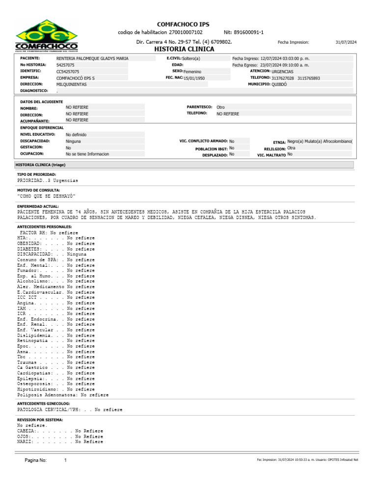 Gladis Maria Renteria | PDF | Neurología | Diagnostico medico