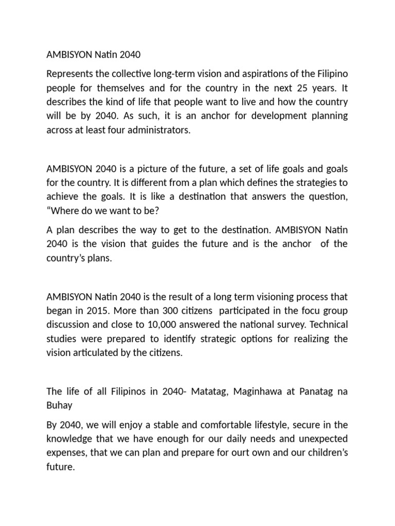 AMBISYON Natin 2040 | PDF