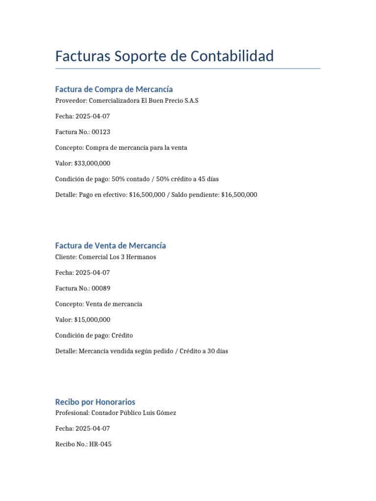 Facturas Soporte Contabilidad | PDF