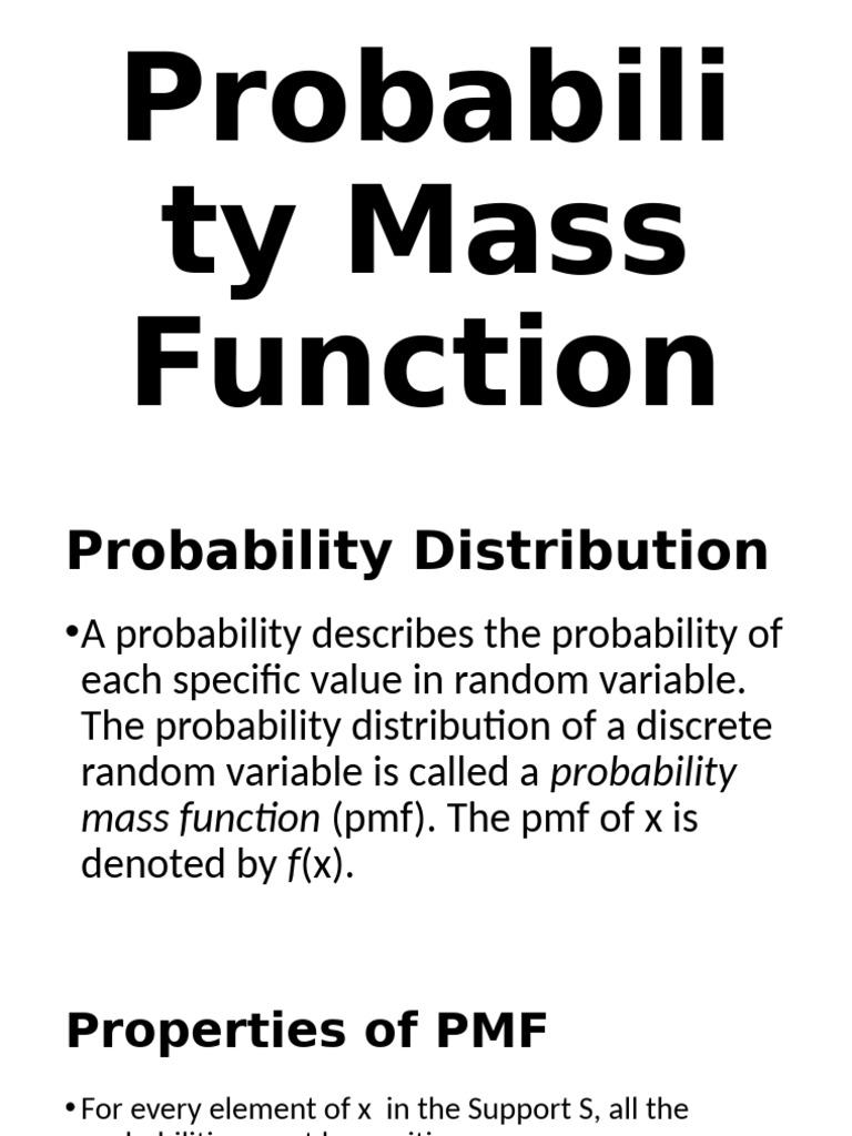 Understanding Probability Mass Function | PDF