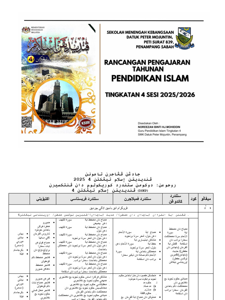 RPT t4 Pendidikan Islam 2025 | PDF