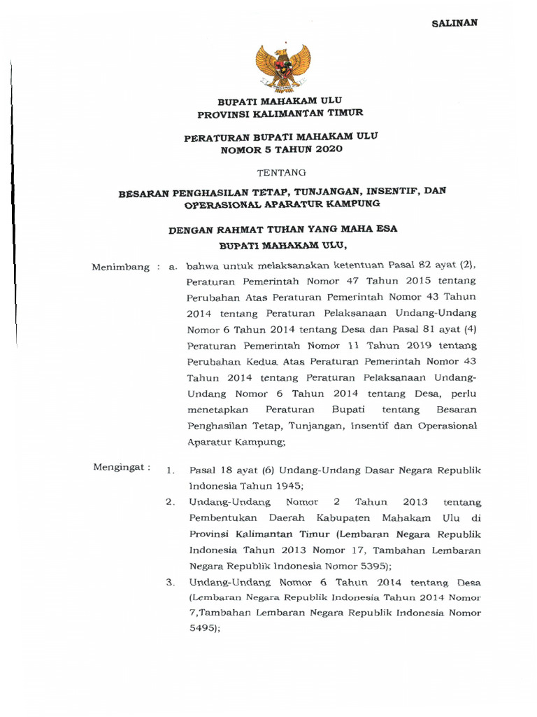 Perbub No. 5 Tahun 2020 | PDF
