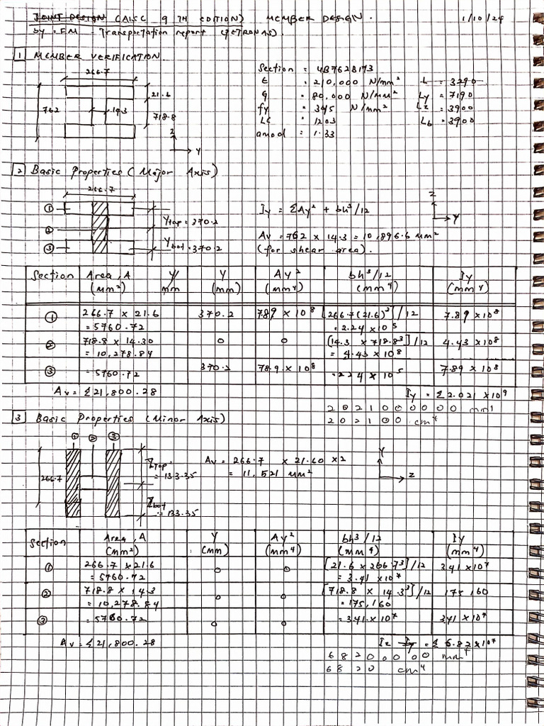 Aisc Beam 9th Edition Scanned Hand Calculation - Beam | PDF