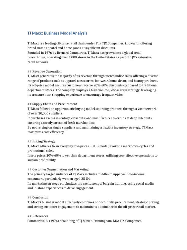 TJ Maxx Business Model Overview | PDF