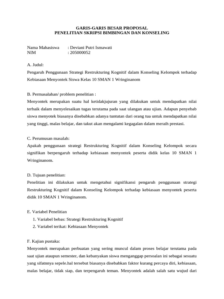 6 Desember 2022 - Garis-Garis Besar Proposal Penelitian BK | PDF