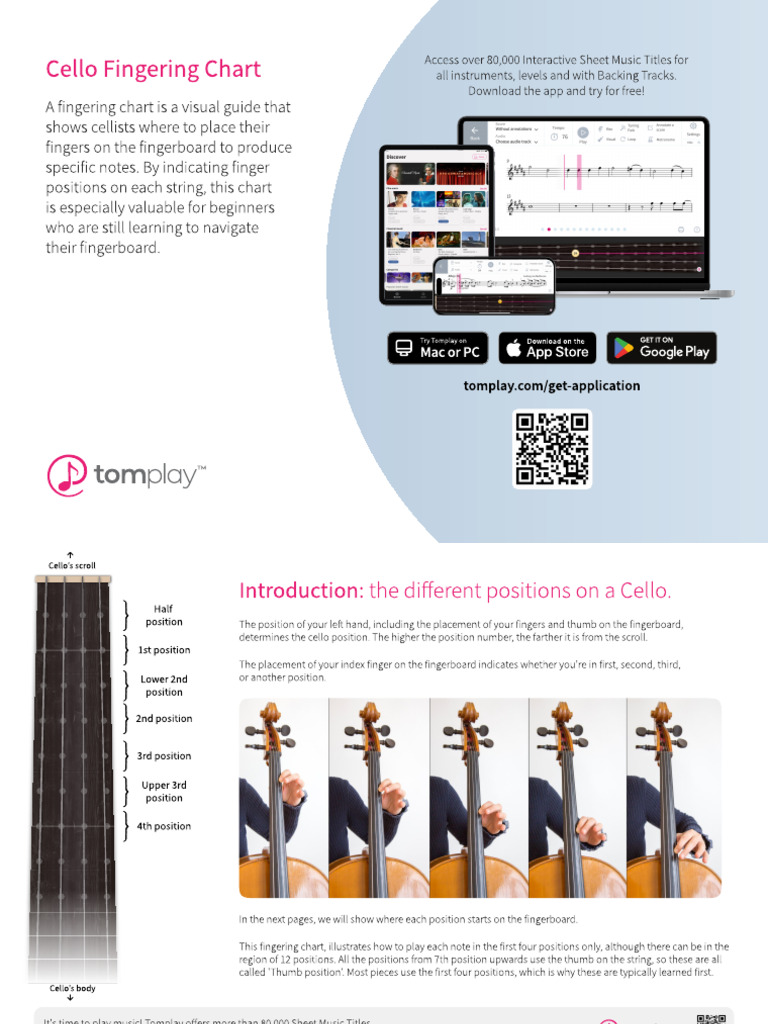 Free Cello Fingering Chart To Download and Print - by Tomplay | PDF ...
