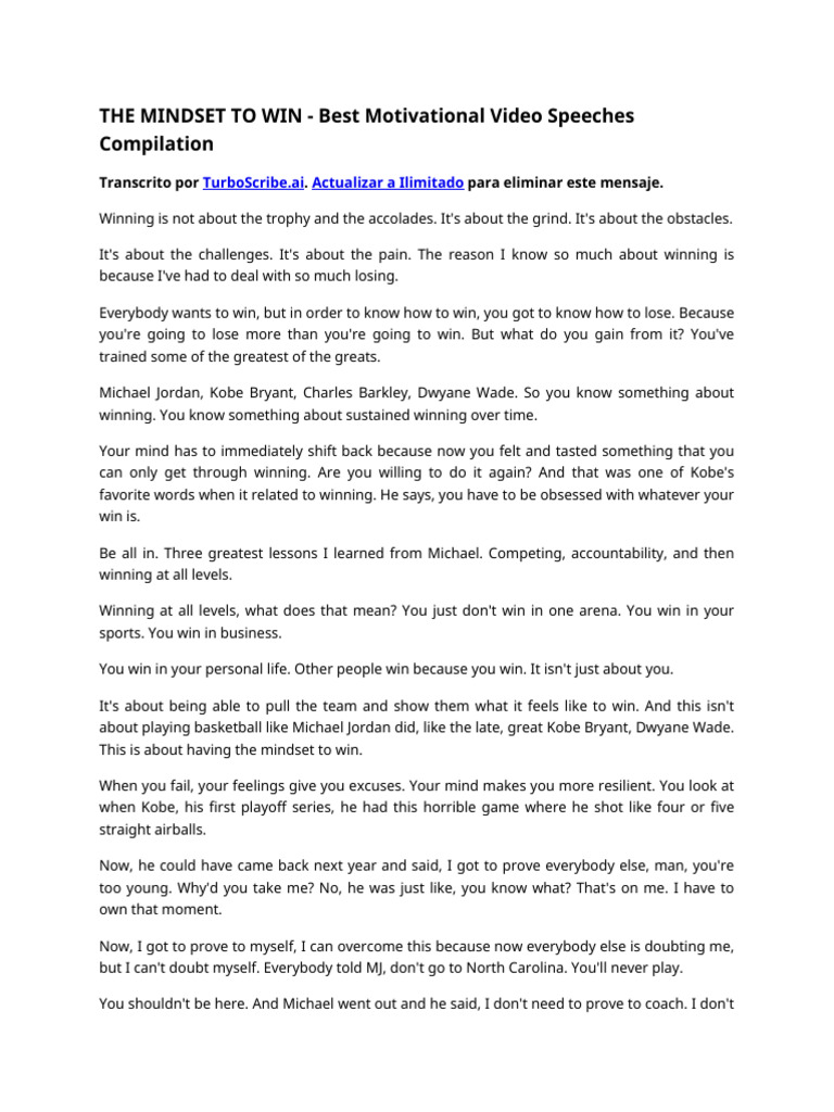 The Mindset To Win Best Motivational Video Speeches Compilation Pdf