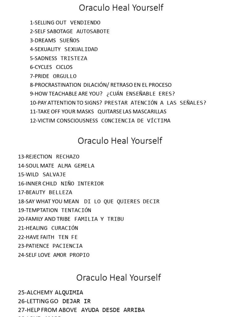 Oraculo Heal Yourself | PDF