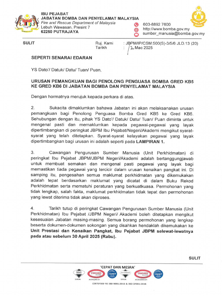 Surat Iklan Pemangkuan Kb6 | PDF