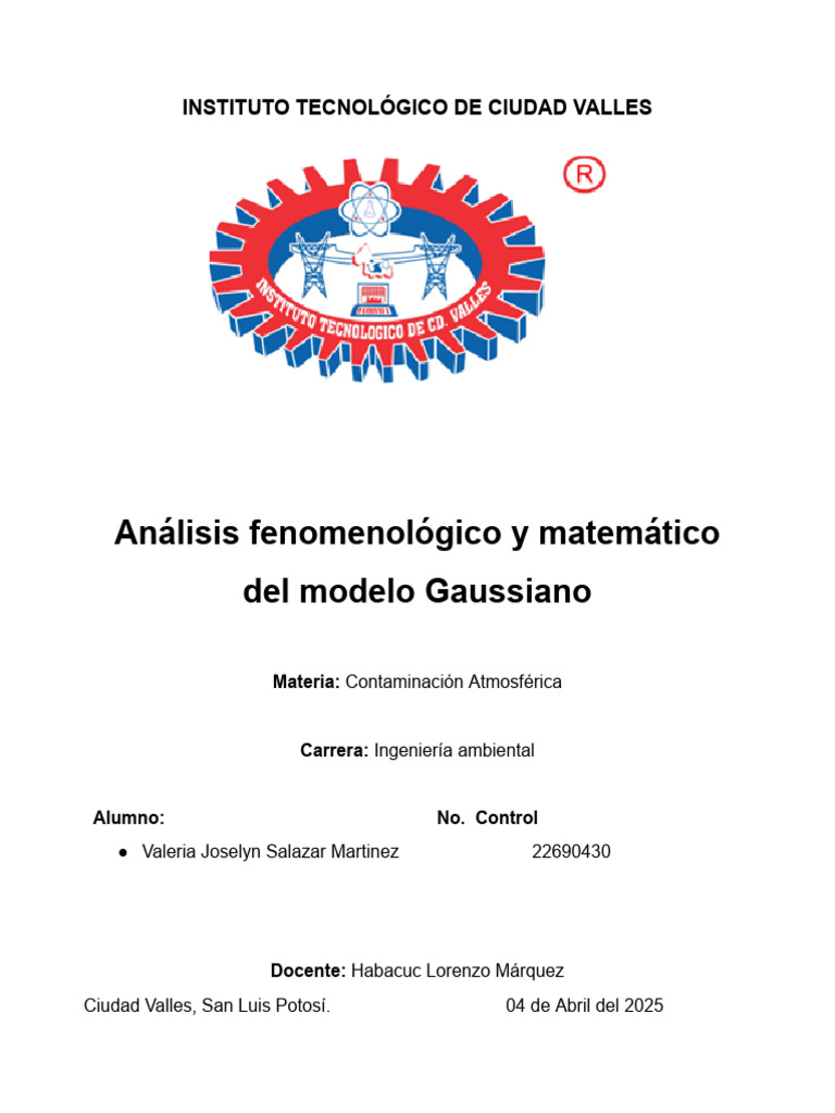 Análisis Fenomenológico y Matemático Del Modelo Gaussiano | PDF | Contaminación | La ...