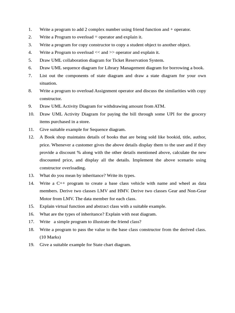 OODS Question Bank | PDF