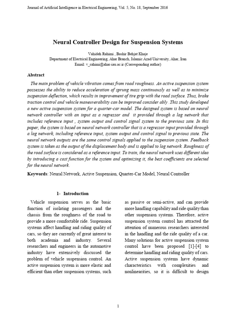 Neural Controller Design for Suspension Systems | PDF | Control Theory | Applied Mathematics