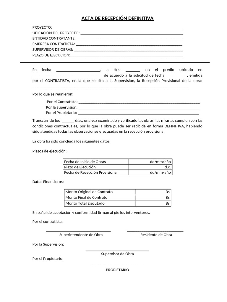 07 Acta de Recepcion Definitiva | PDF
