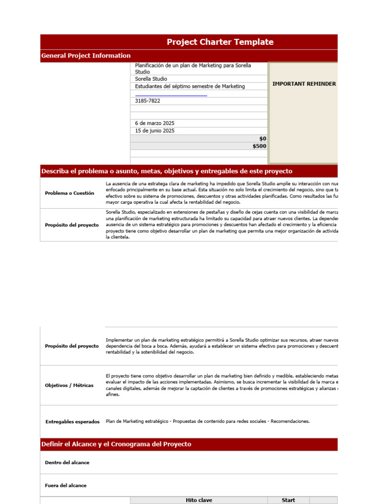 Project Charter Template | PDF | Marketing | Business