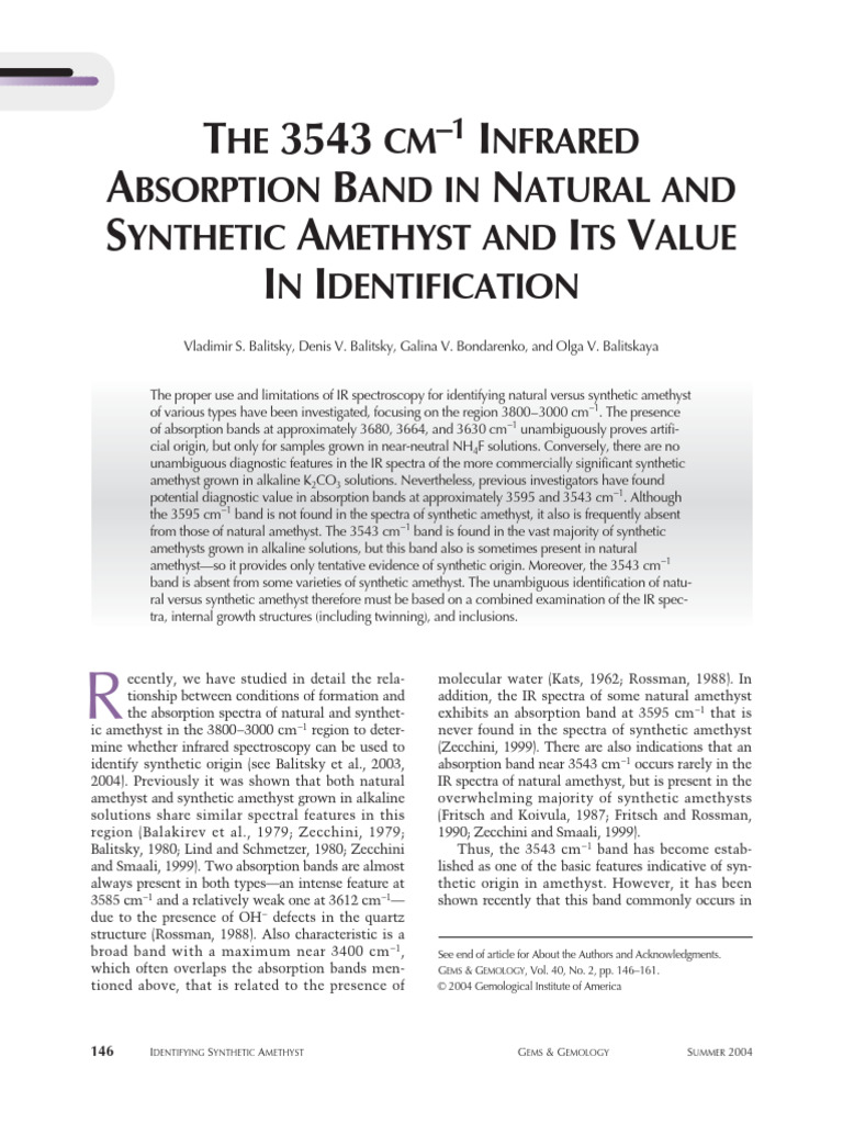 Summer 2004 Gems Gemology Natural Synthetic Amethyst Identification ...