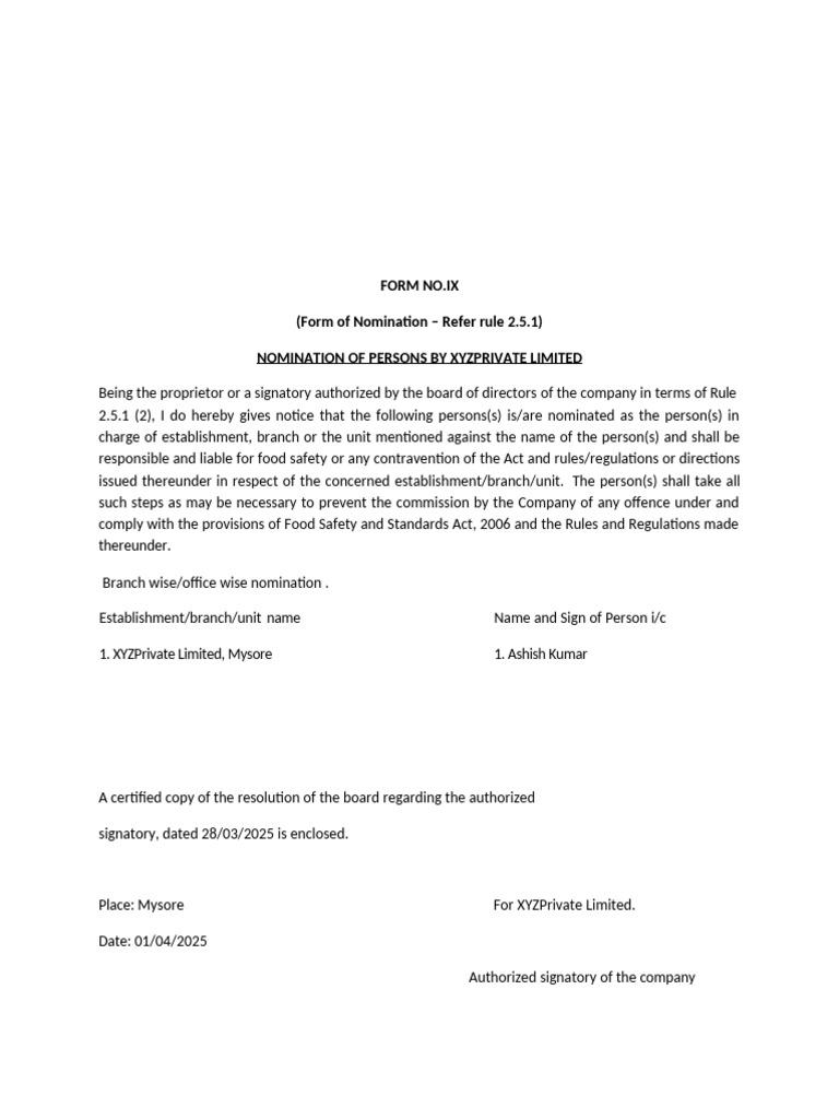 Form - Ix Nomination | PDF