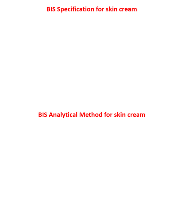 BIS Standards for Skin Creams | PDF