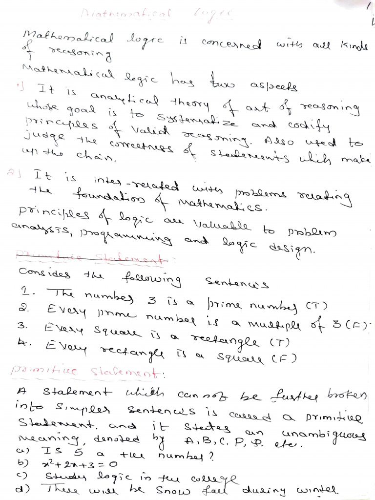 Unit - I Math-Logic | PDF