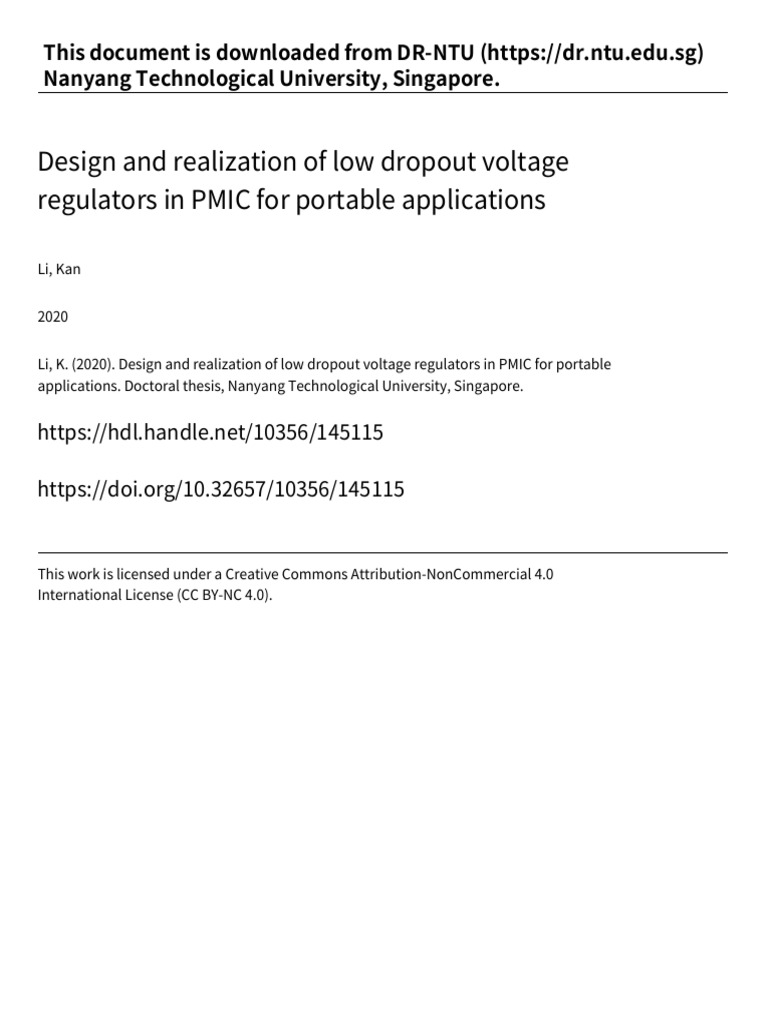 Likan_PhD_Thesis_Design and Realization of Low Dropout Voltage Regulators in PMIC for Portable ...