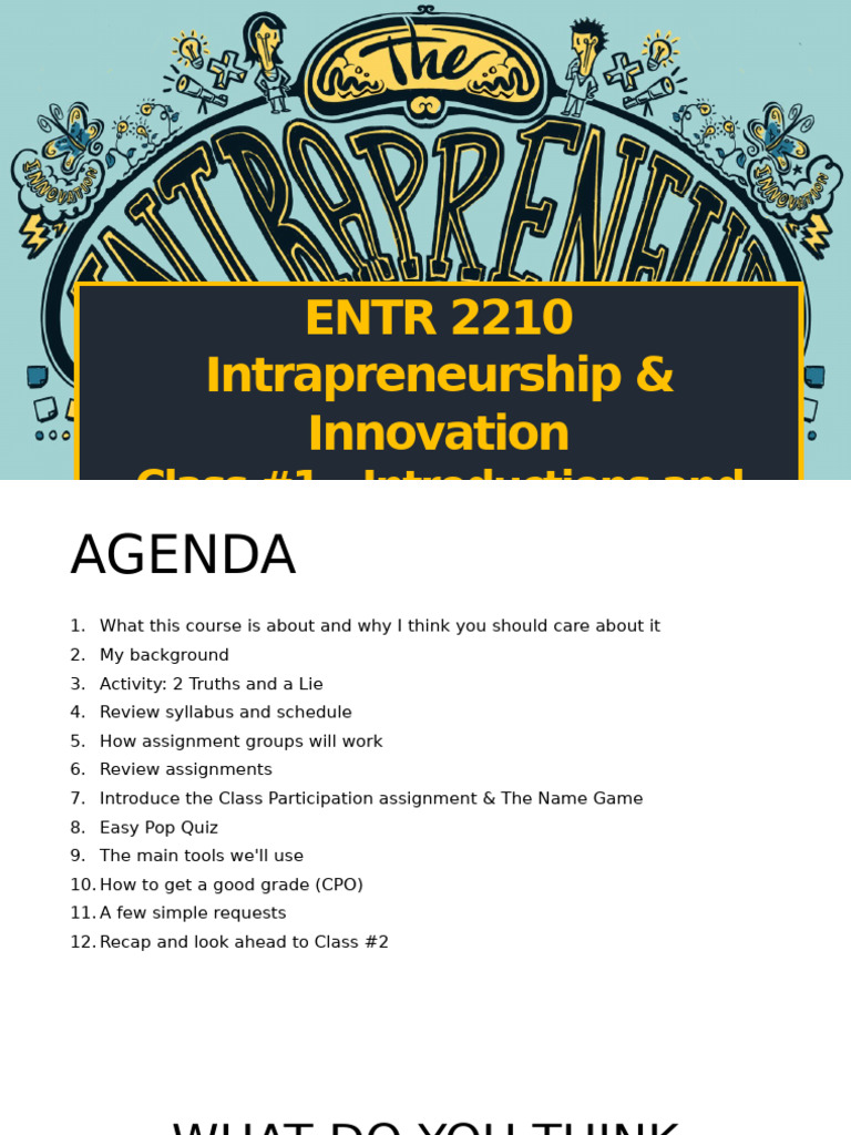 ENTR 2210 - Class 1 Introductions and Overview | PDF | Human Communication