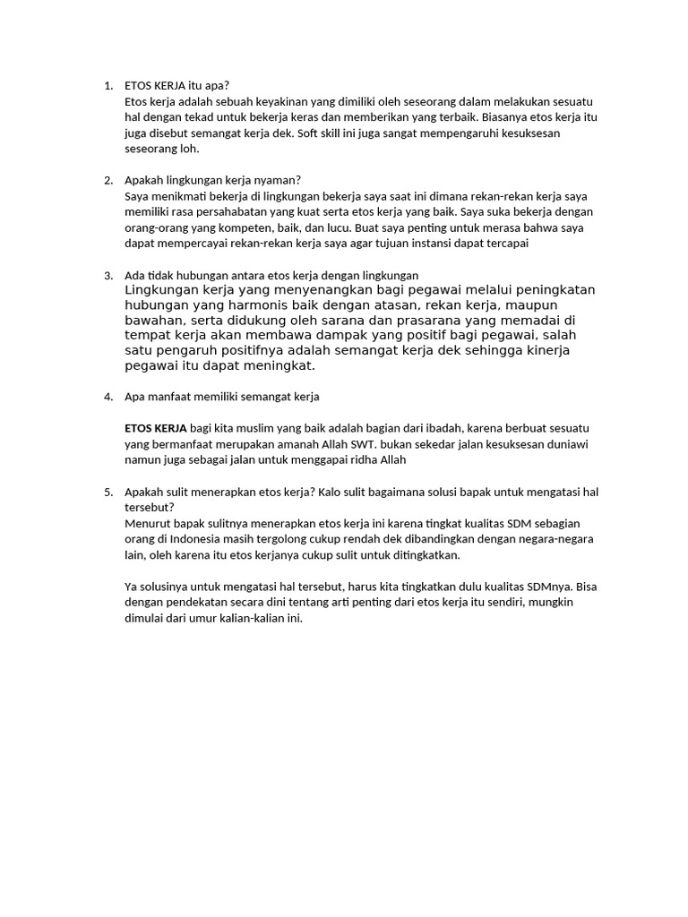 Pentingnya Etos Kerja dalam Kesuksesan | PDF