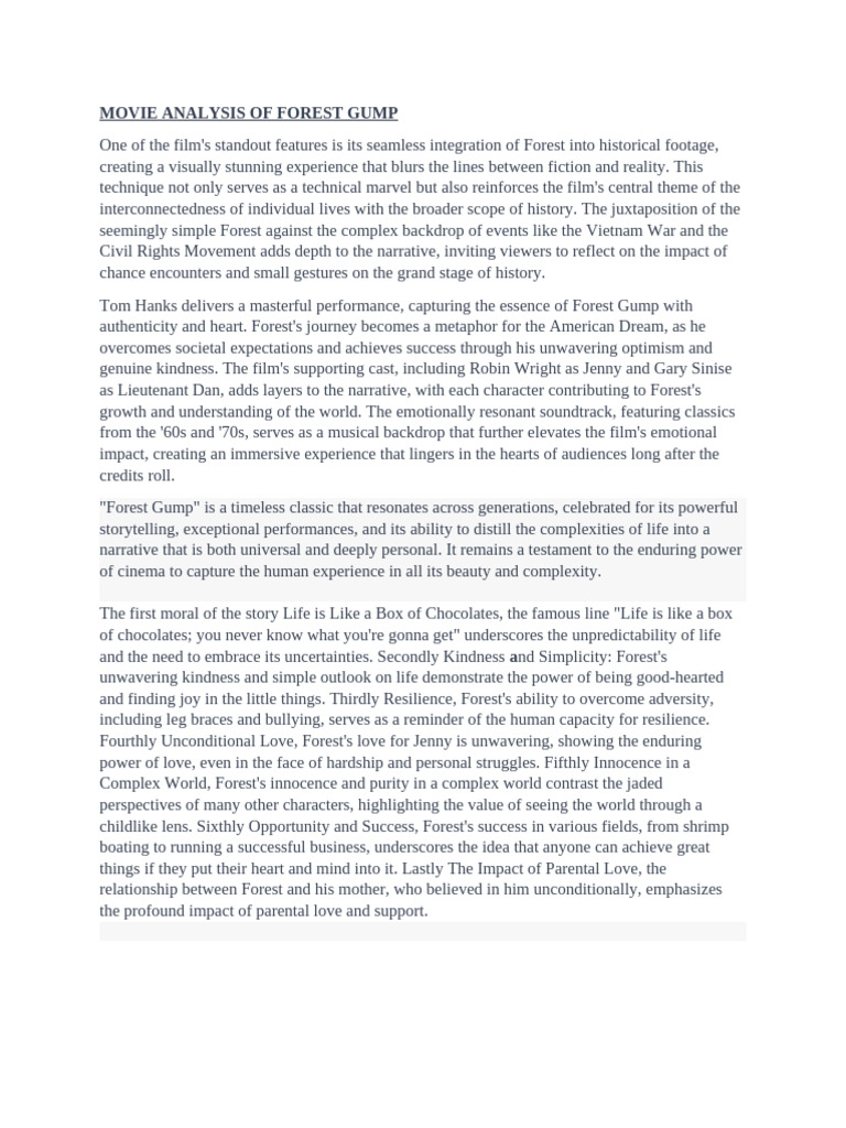 Movie Analysis of Forest GUMP | PDF | Love