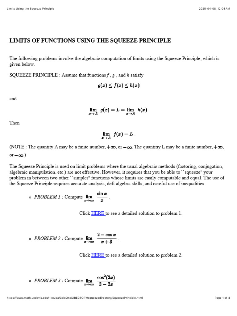 Limits Using The Squeeze Principle | PDF | Area | Mathematical Objects