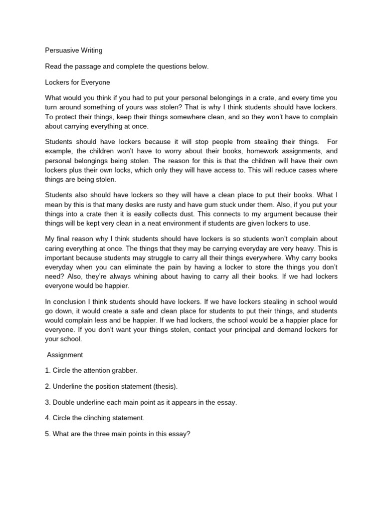 Persuasive Writing WS 1 | PDF