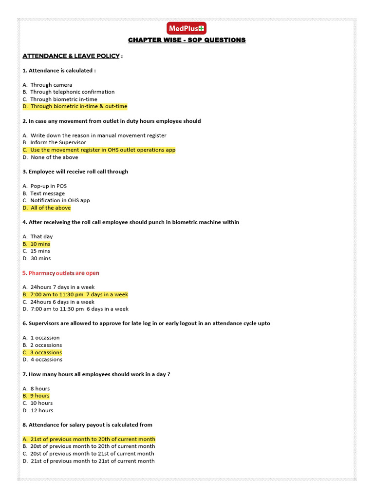 Attendance & Leave Policy - SOP | PDF | Labor | Employment Compensation