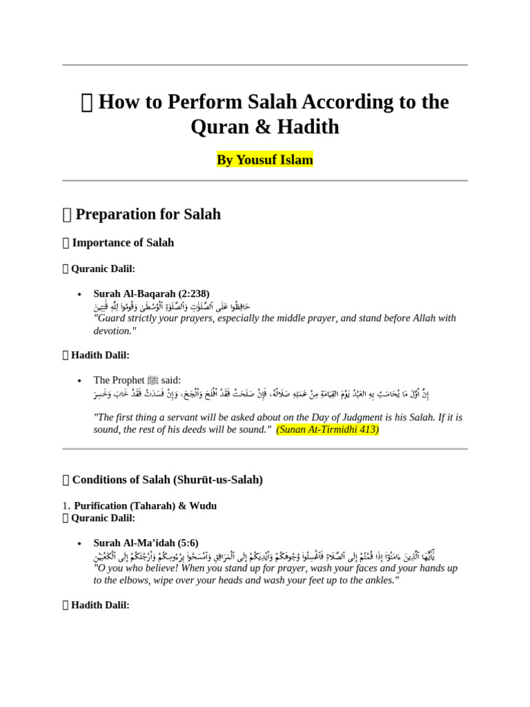 ? How To Perform Salah According To The Quran | PDF | Islamic Texts ...