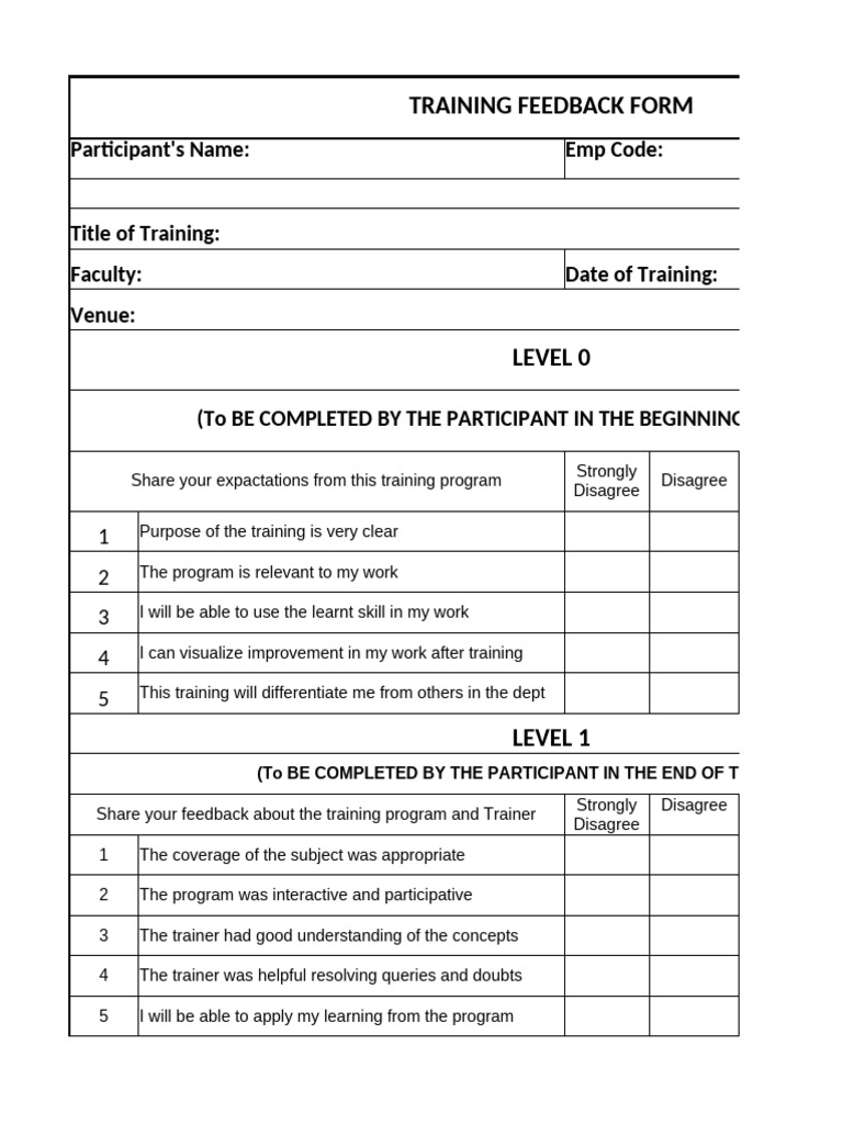Training Feedback Form Template | PDF