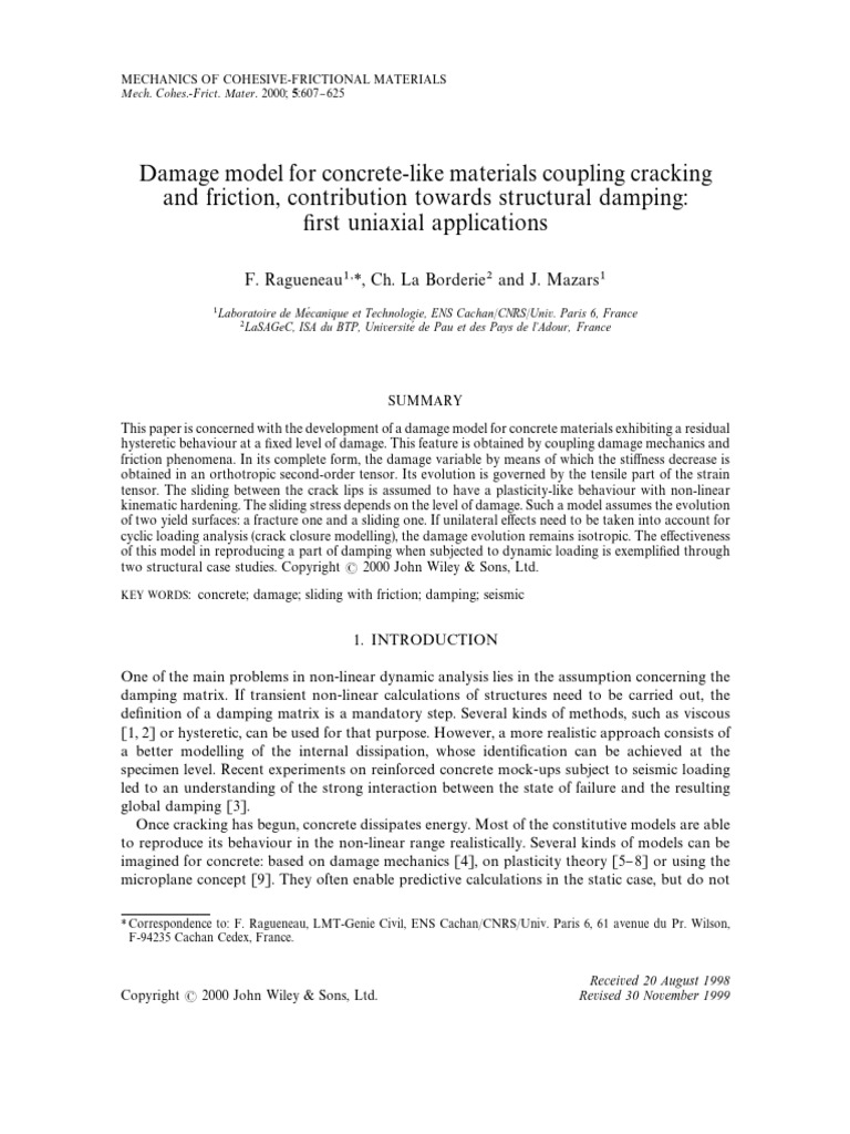 Damage Model for Concrete-like Materials Coupling Cracking | PDF ...