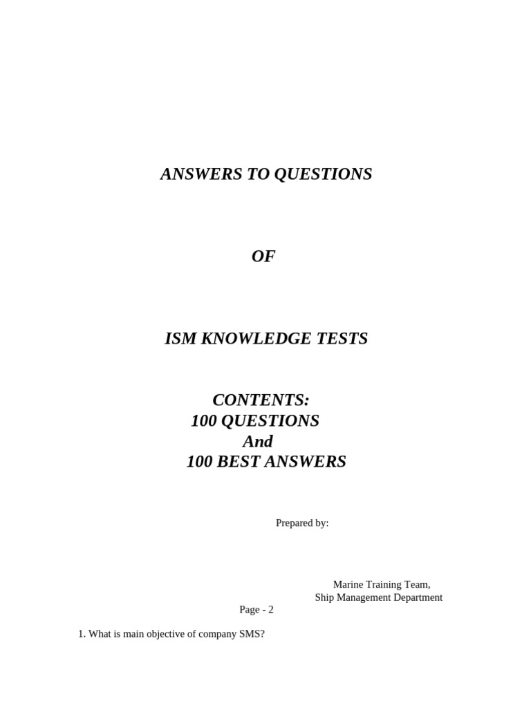 Answers To Ism Knowledge Tests | PDF | Waste | Waste Management