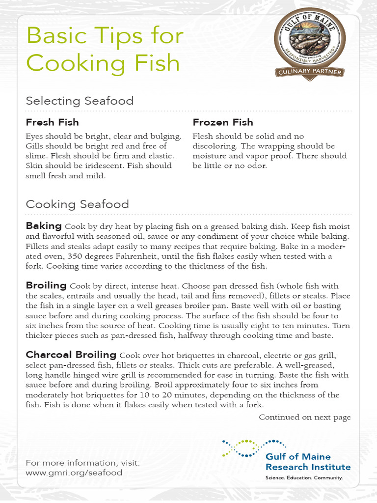 Basic Tips For Cooking Fish | PDF | Grilling | Boiling