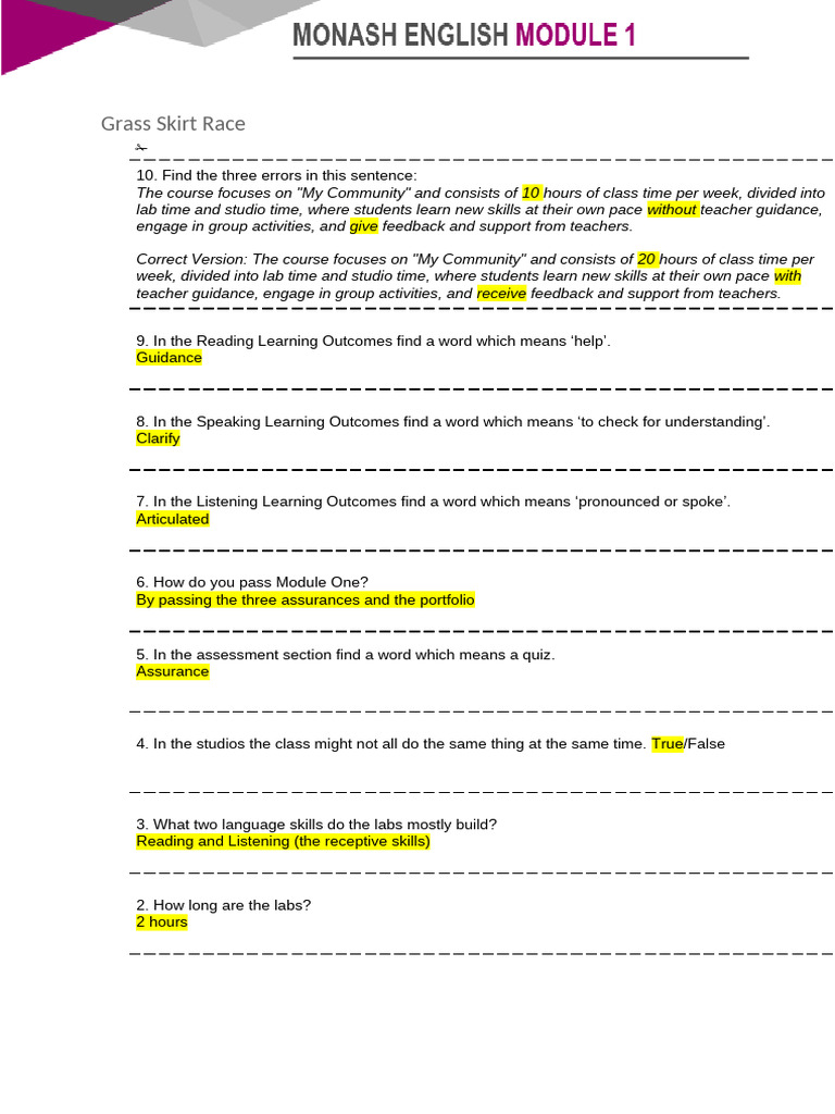 1.1a Module 1 Overview - Grass Skirt - TEACHER | PDF