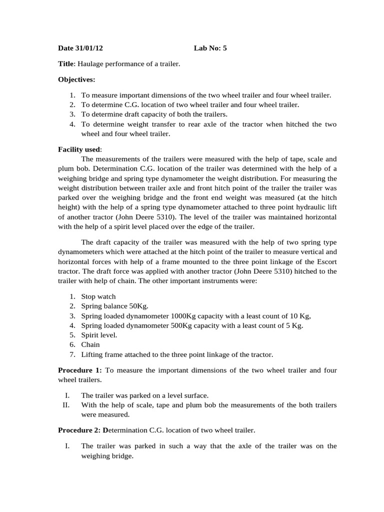 Trailer Haulage Performance Analysis | PDF | Trailer (Vehicle) | Tractor