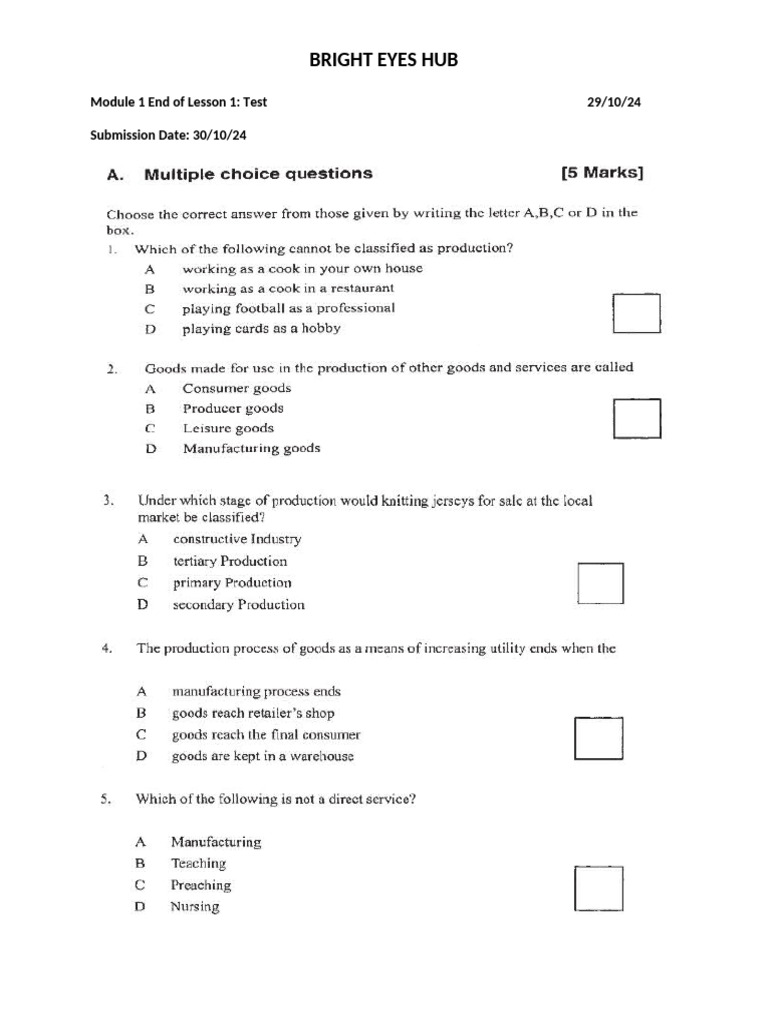 Module 1 End of Lesson 1 Assessment | PDF