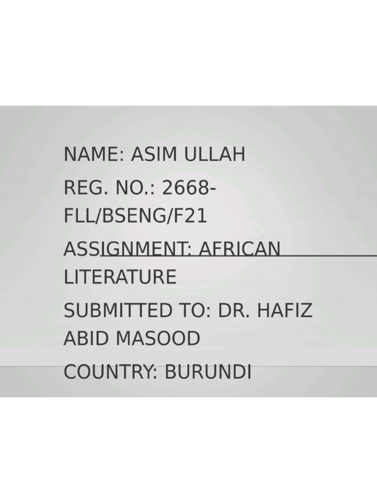 African literature assignment | PDF