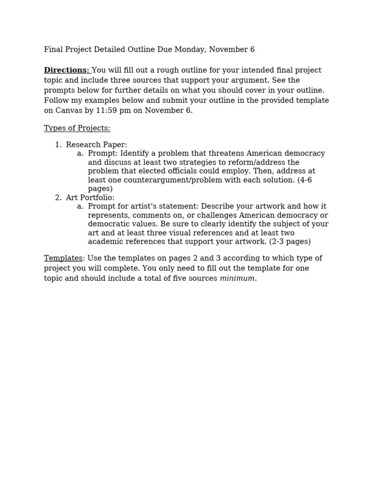 Final Project Outline Instructions | PDF