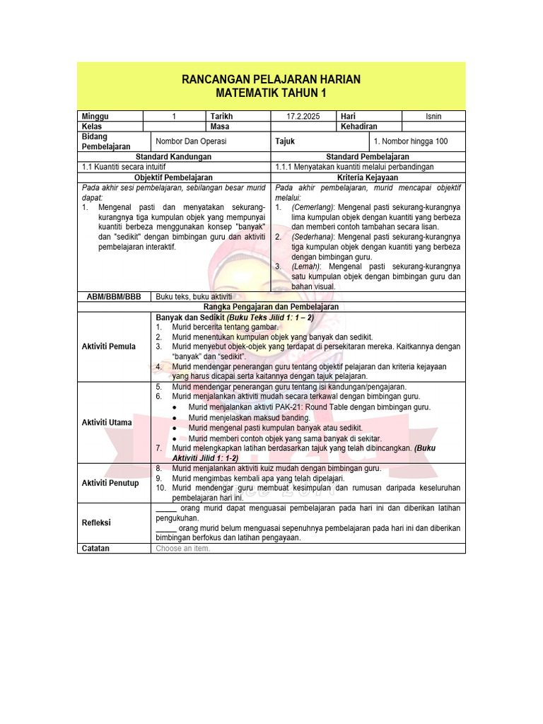 Contoh RPH MT 2025 | PDF