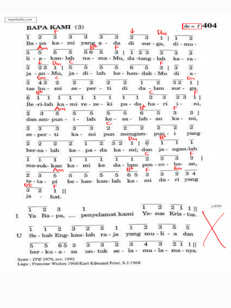 Bapa Kami PS404 (Chord) | PDF