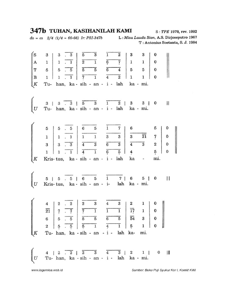 Tuhan Kasihanilah & Kemuliaan (Lauda Sion) (PS 347b 348b) | PDF