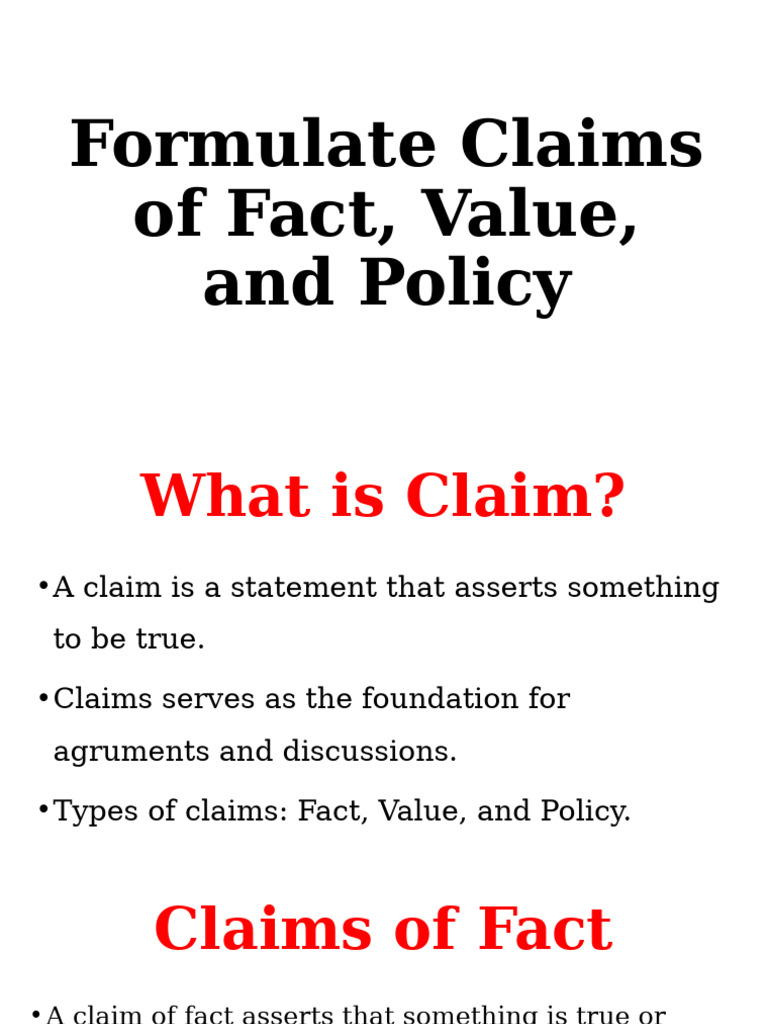 Claims of Fact, Policy and Value | PDF