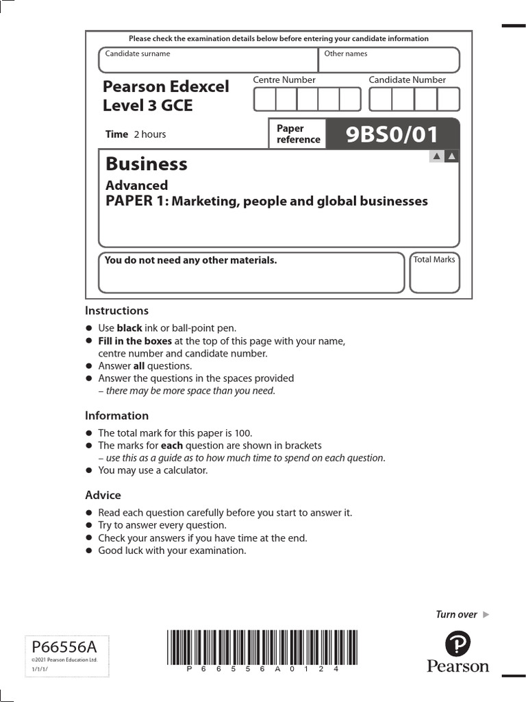 Edexcel A Level Business Paper 1 Guide | PDF | Candy | Convenience Store