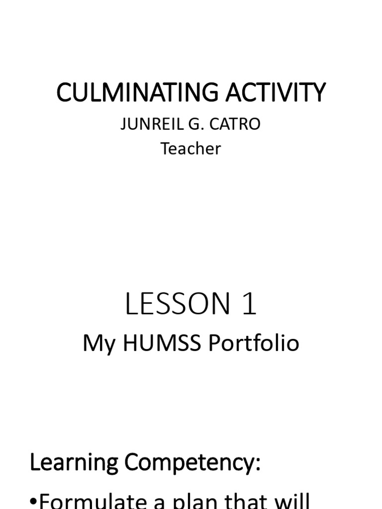 Culminating Activity Lesson 1 My HUMSS Portfolio | PDF | Learning | Mind