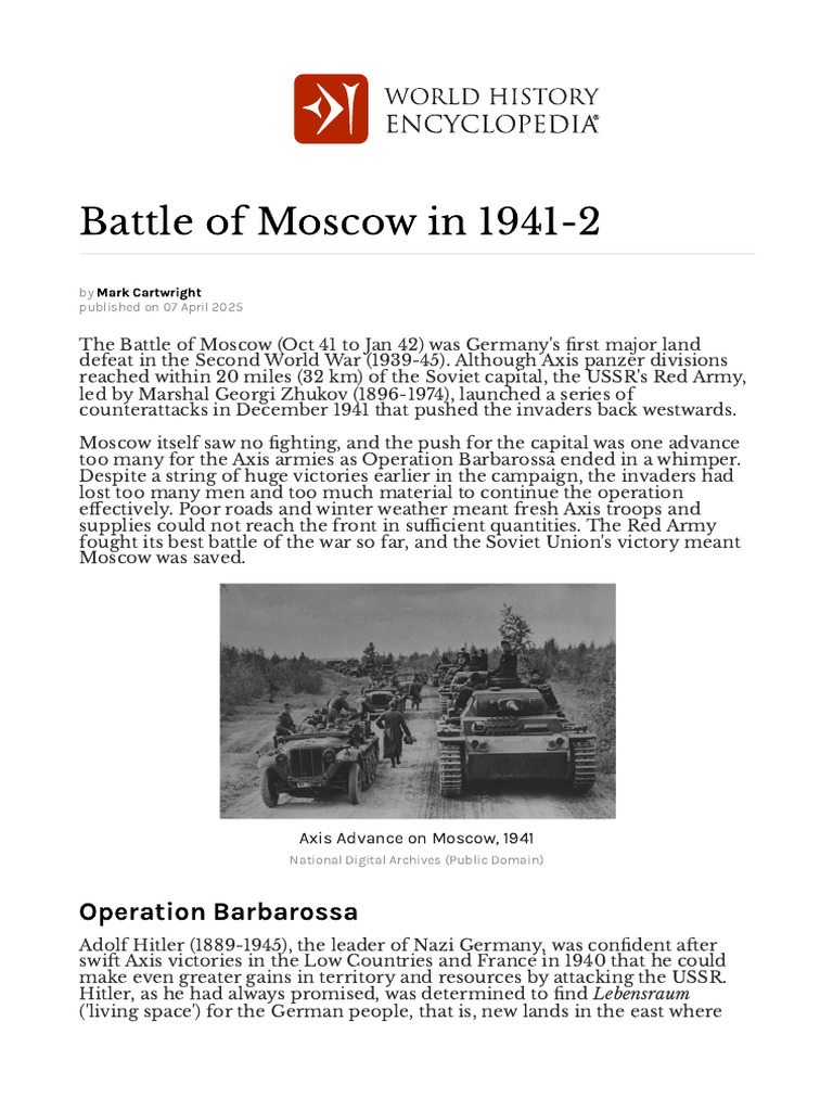 Battle of Moscow: Key Facts and Summary | PDF | Operation Barbarossa ...